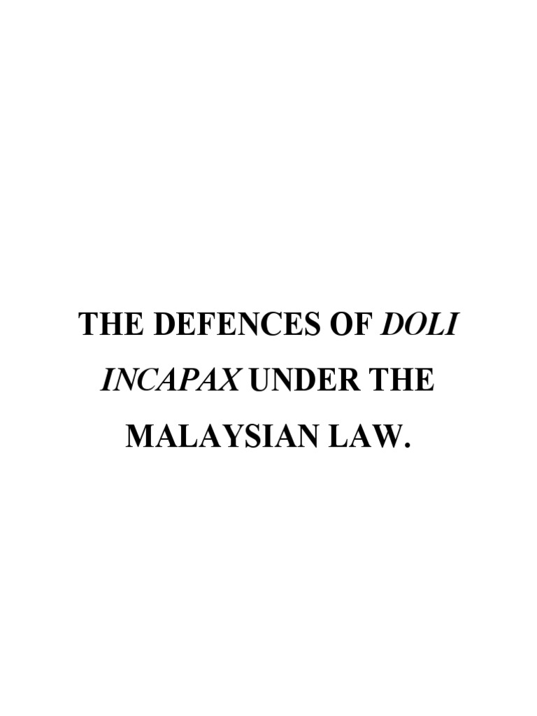 The Defences of Doli Incapax Under Malaysian Law | PDF | Crimes | Crime ...
