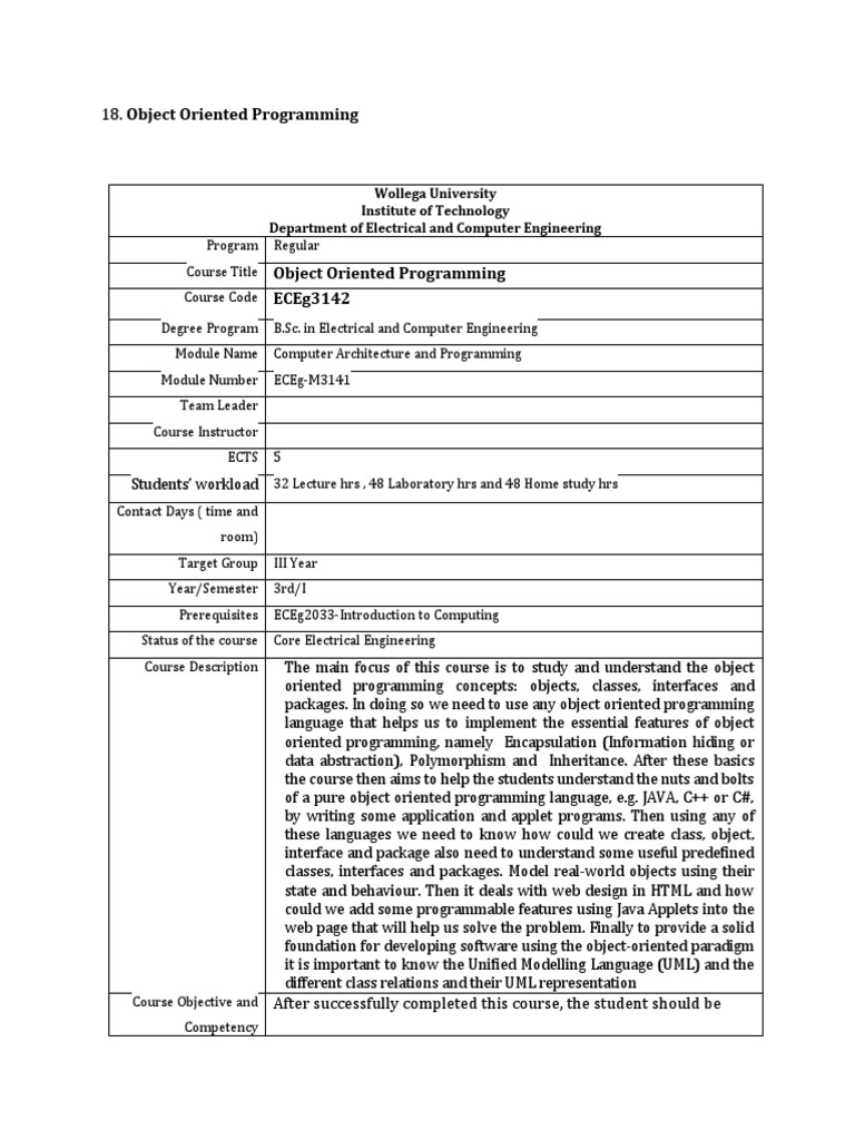 Object Oriented Programming Pdf Class Computer Programming Object Oriented Programming 
