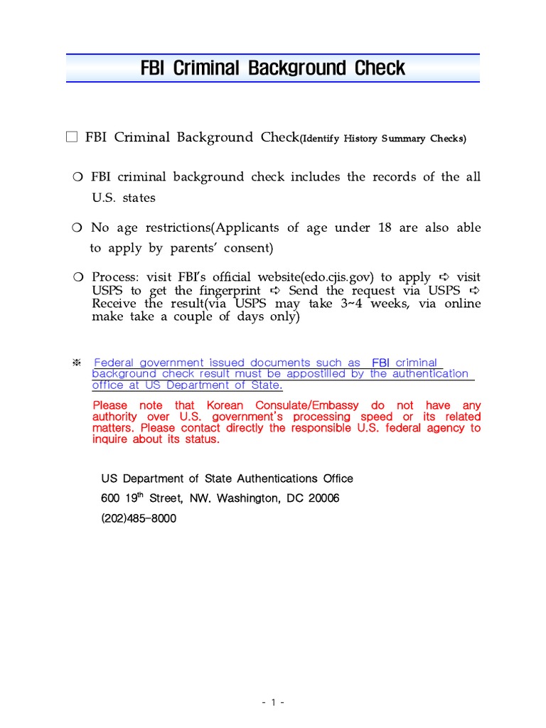 [FBI] Criminal Background Check(F4, F6 visa applicant only) | PDF