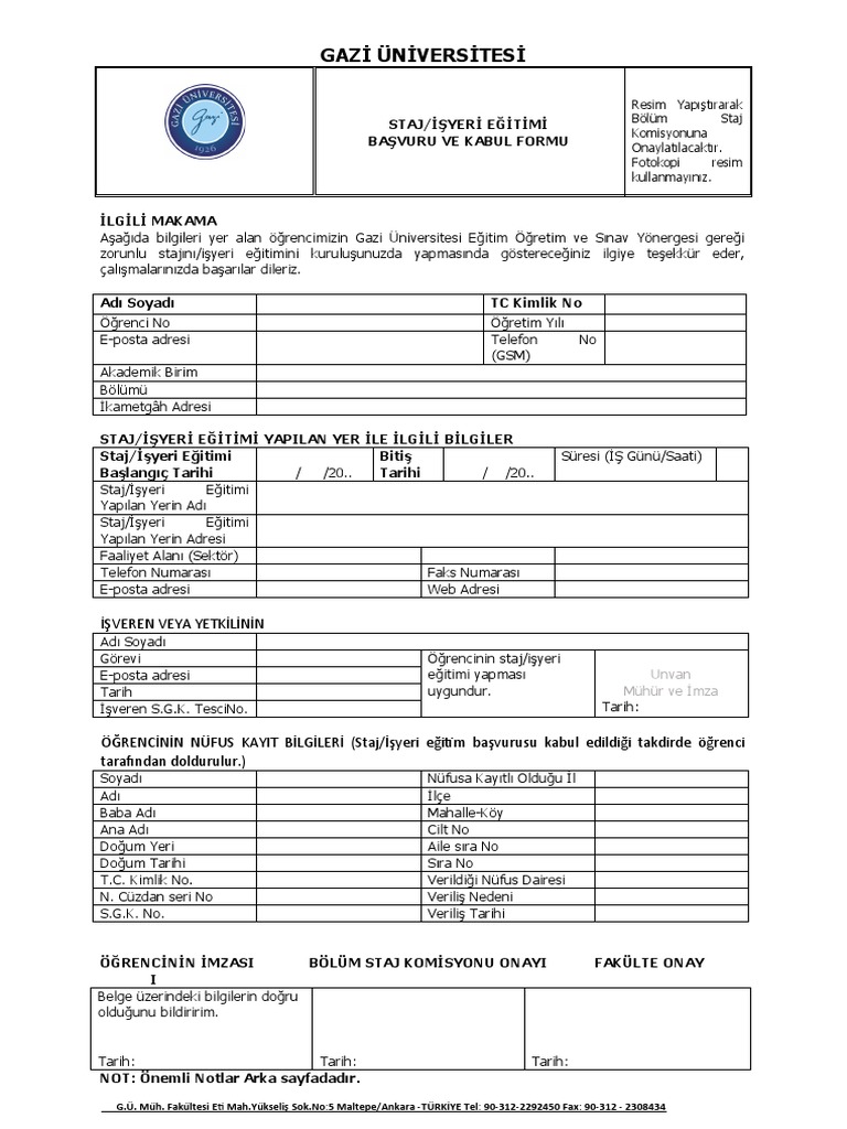 Zorunlu Staj Form | PDF