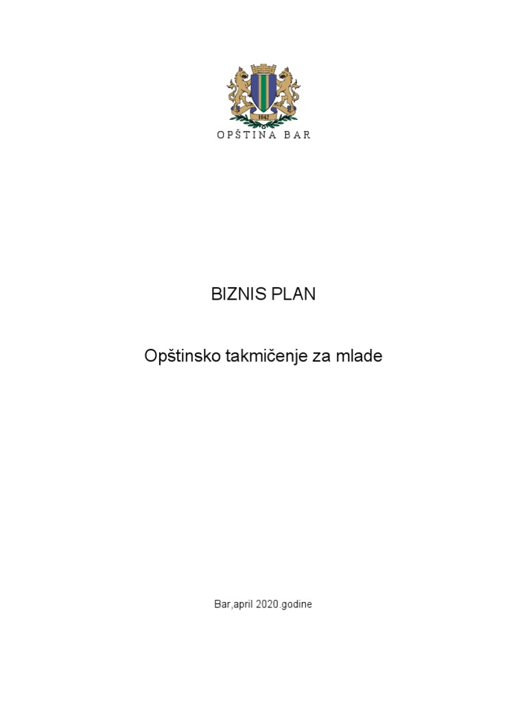 Model Biznis Plana Opstina Bar 20 1 | PDF
