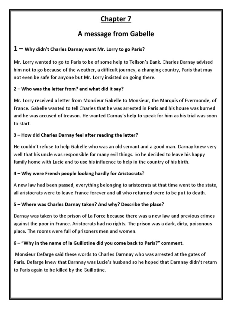 A Tale of Two Cities CH 7 | PDF | A Tale Of Two Cities