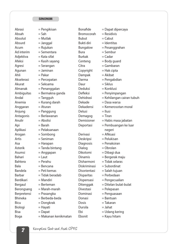 Hafalan Sinonim Dan Antonim I | PDF