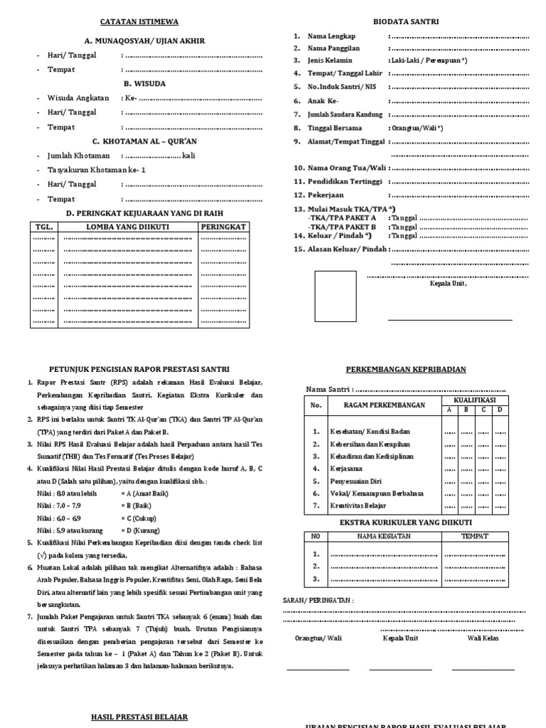 Raport TPQ Al Hijrah | PDF