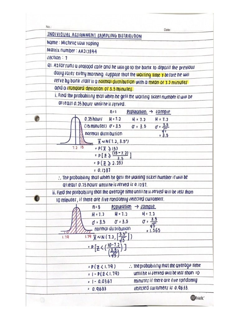 Sampling Distribution Assignment | PDF