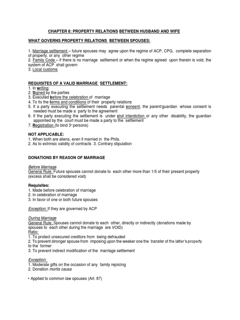 Property REgime | PDF | Marriage | Annulment