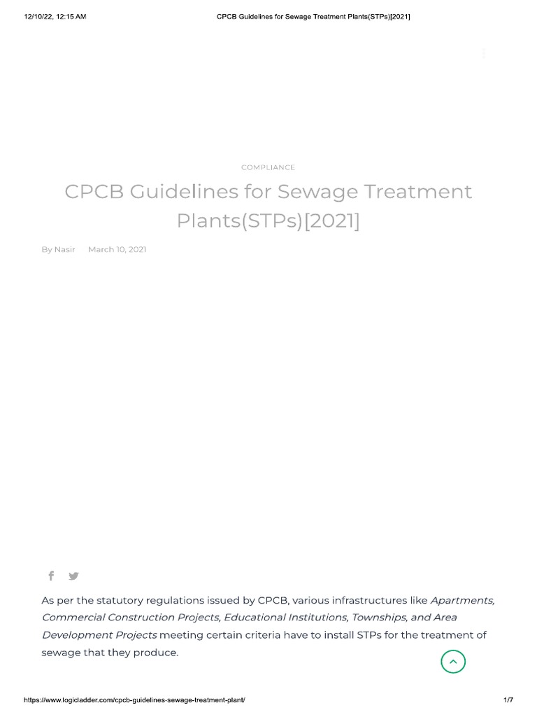 CPCB Guidelines For Sewage Treatment Plant) (2021) | PDF CPCB Guidelines For Sewage Treatment Plant) (2021) | PDF