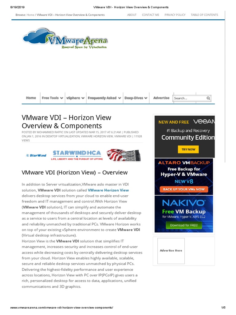 VMware VDI - Horizon View Overview & Components | PDF | Desktop ...