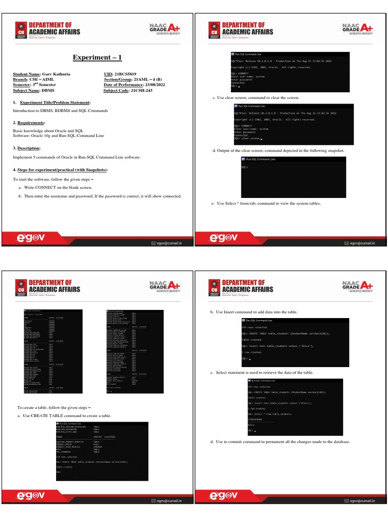 DBMS Worksheet 1 (8 Files Merged) | PDF | Databases | Database Index