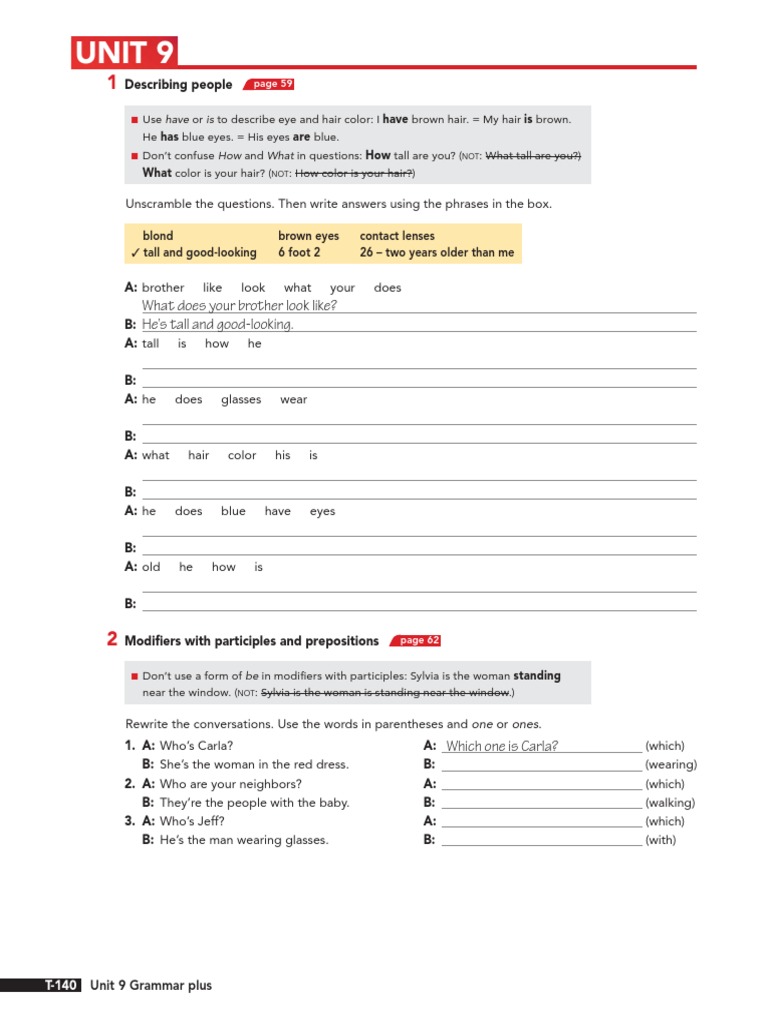 Int 1 - 5th Ed Grammar Plus Unit 9 | PDF