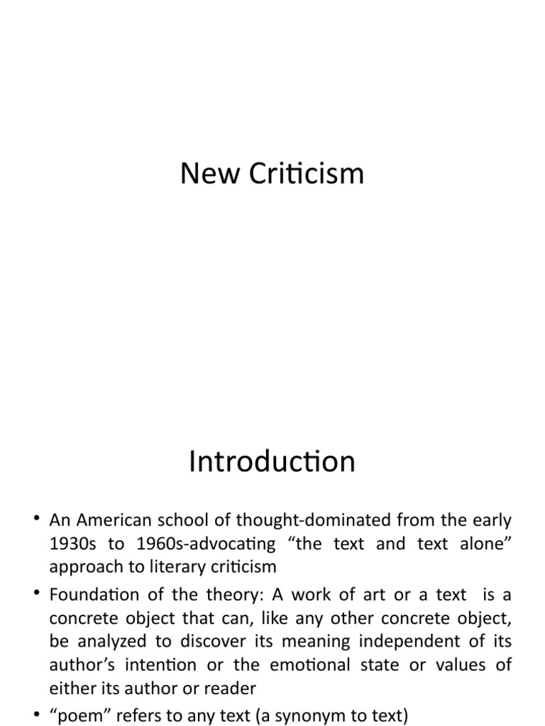 New Criticism and It's Tenets | PDF | Poetry | Cognitive Science