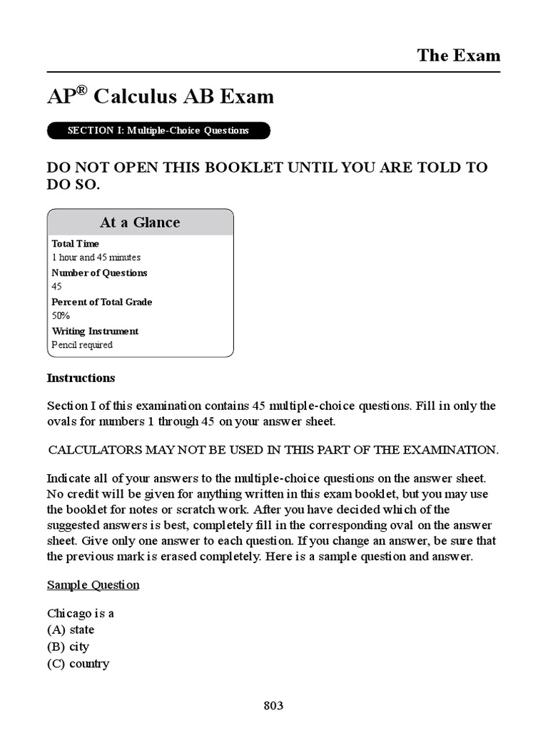 AP Exam Model H.W | PDF | Multiple Choice | Sphere