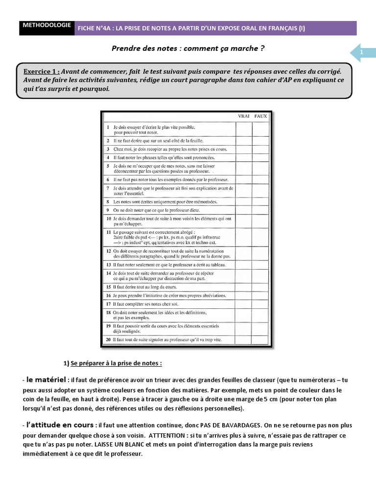 Prise de notes efficace en cours | PDF | Linguistique