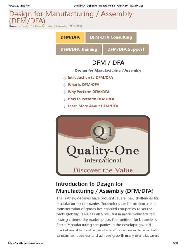 DFM - DFA - Design For Manufacturing - Assembly - Quality-One | PDF ...