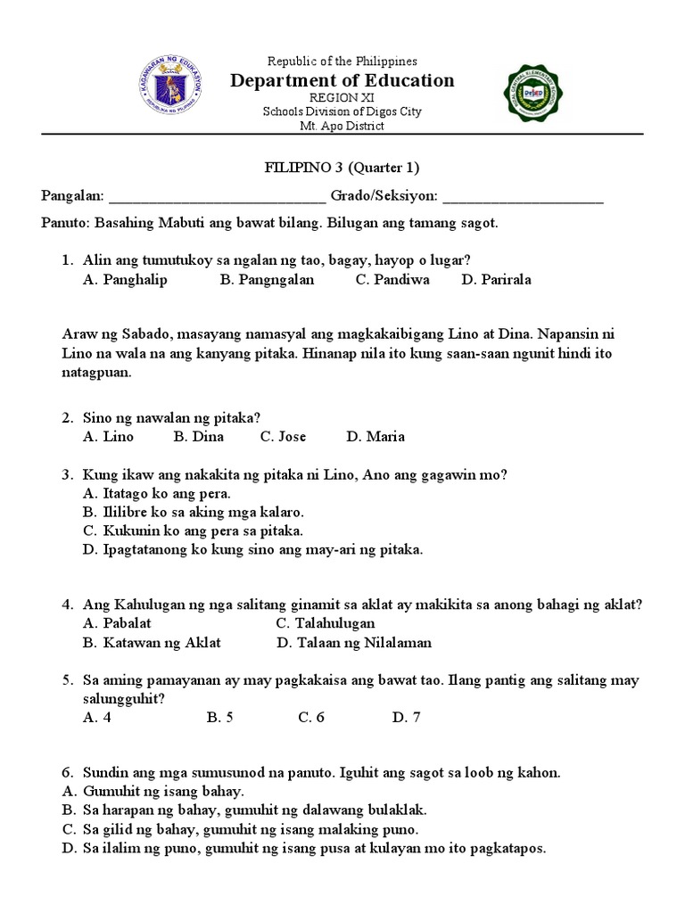 Filipino 3 1st Quarter | PDF