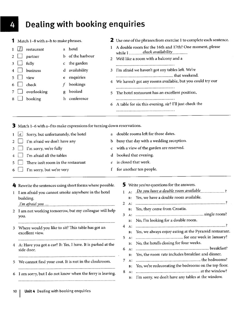 Booking Exercises | PDF