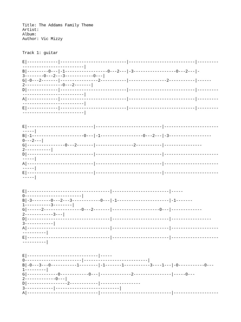 Addams Family Guitar Tab | PDF