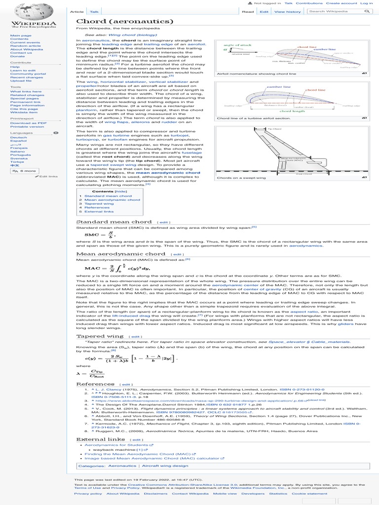 Chord (Aeronautics) - Wikipedia | PDF | Aerospace | Aircraft
