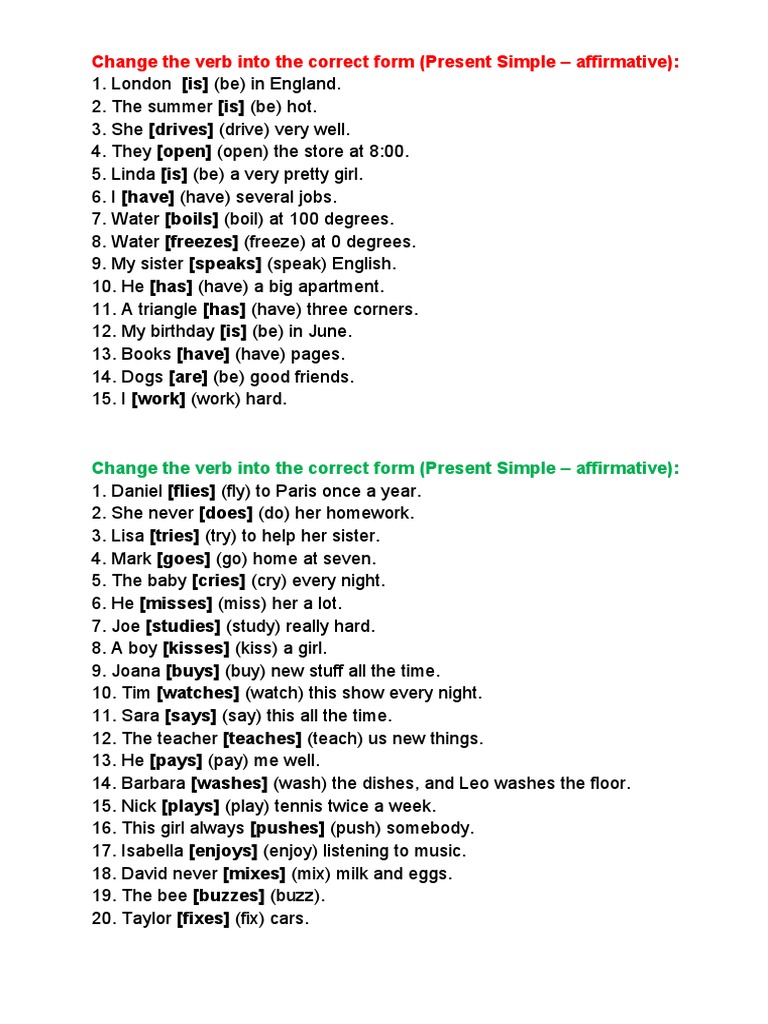 Present Simple and Continuous Verb Forms | PDF