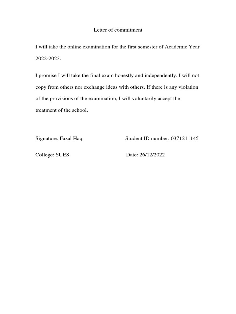 Letter of Commitment | PDF