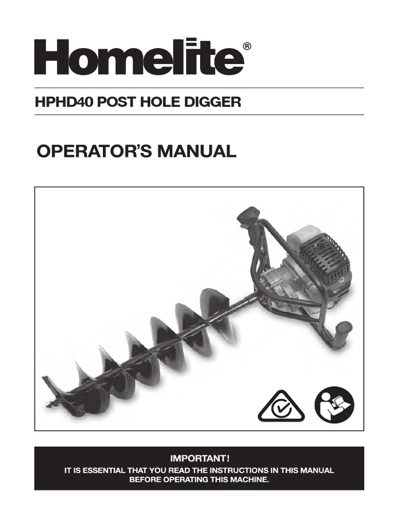 Hphd40 Post Hole Digger | PDF | Fuel Economy In Automobiles | Carburetor