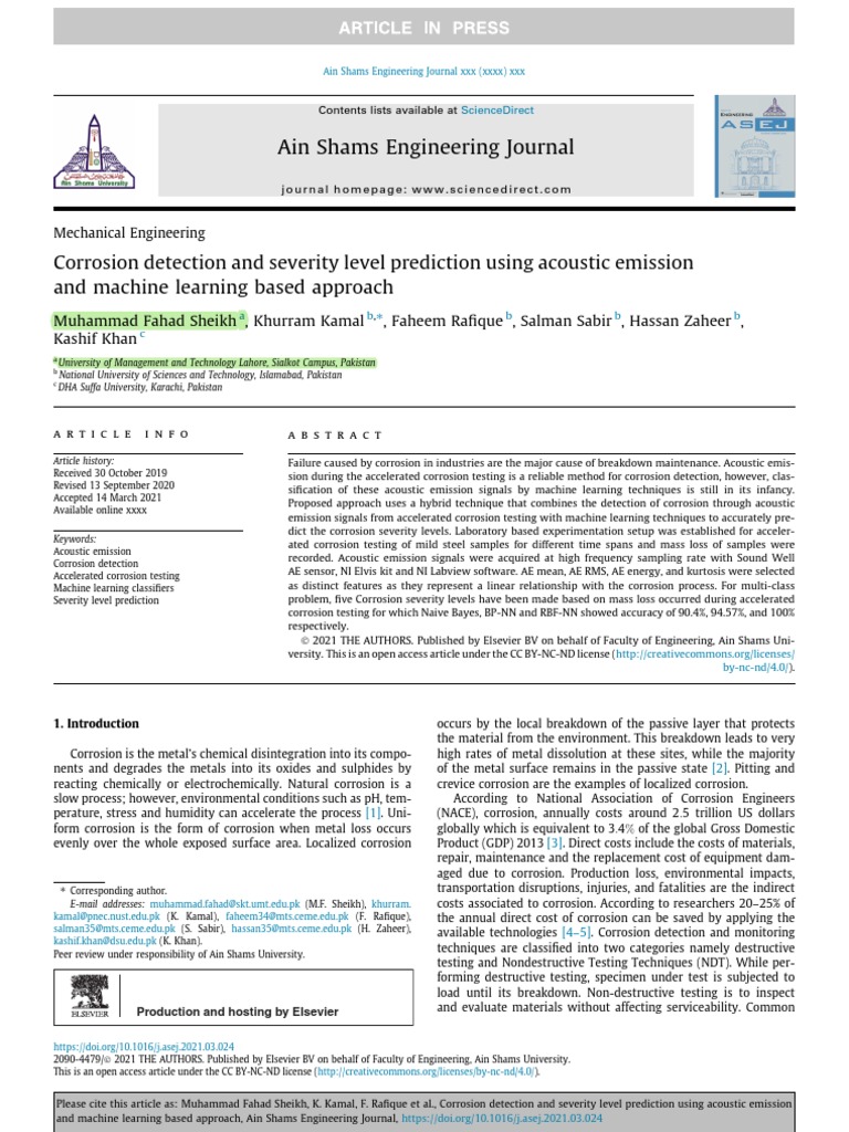 Corrosion Severity Level Prediction Using Acoustic Emission And Machine