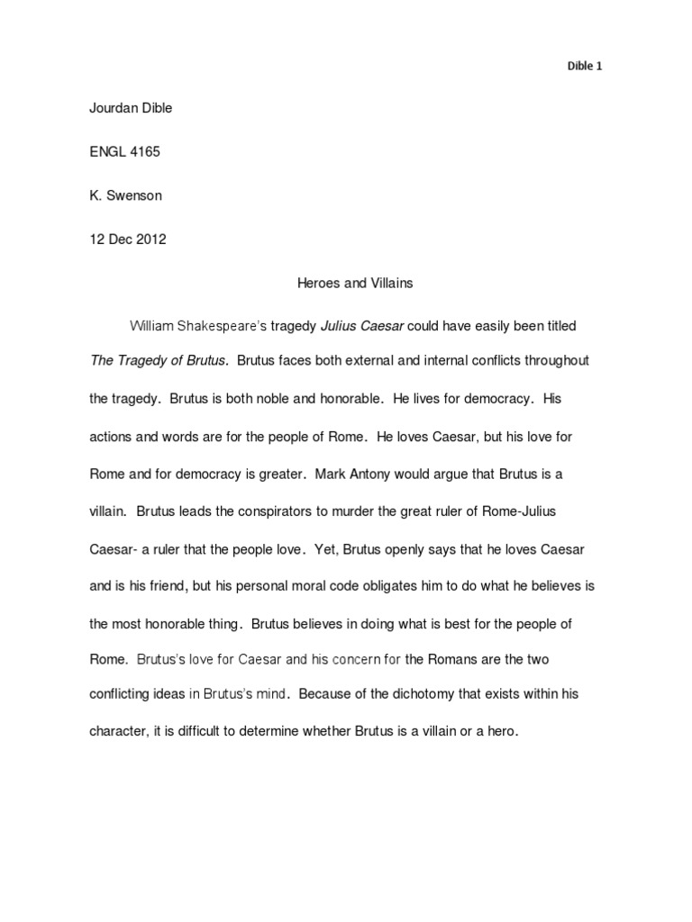 Brutus HeroVillan | PDF | Julius Caesar | Mark Antony