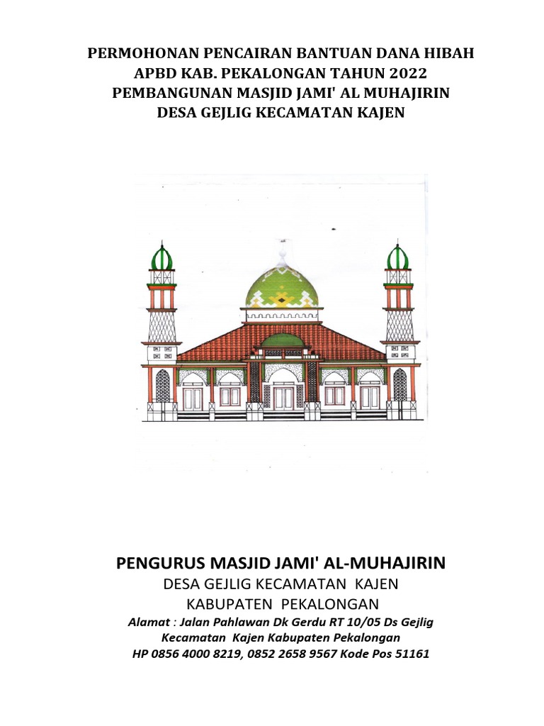Proposal Pencairan Hibah APBD Kab. 2022 Masjid Jami Al Muhajirin Gejlig ... Proposal Pencairan Hibah APBD Kab. 2022 Masjid Jami Al Muhajirin Gejlig ...