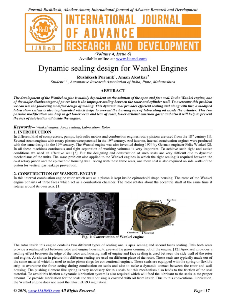 Dynamic Sealing Design For Wankel Engines | PDF | Internal Combustion ...