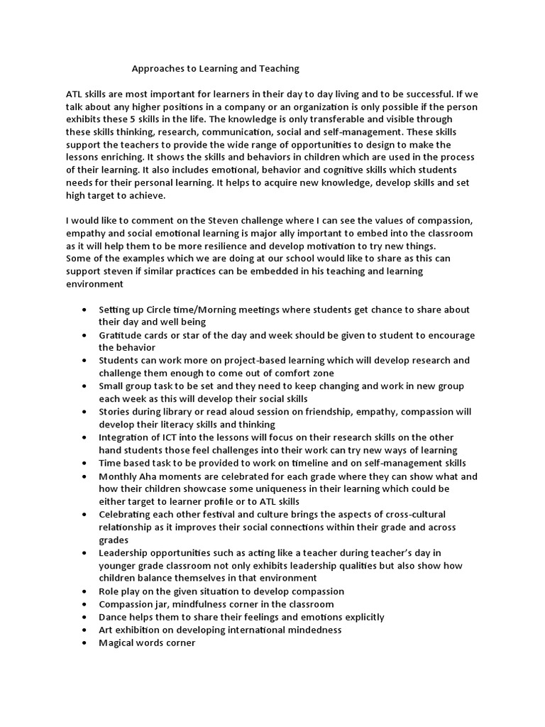 Enhancing Learning Through ATL Skills | PDF | Learning | Teaching Method