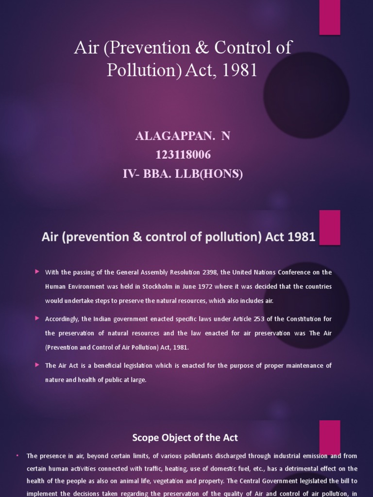 Air Pollution Act Presentation, 123118006 | PDF | Air Pollution | Pollution