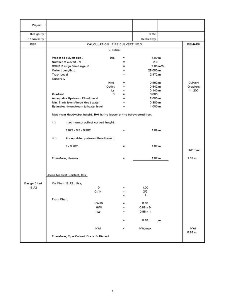 Simple Culvert Design | PDF | Gases | Civil Engineering