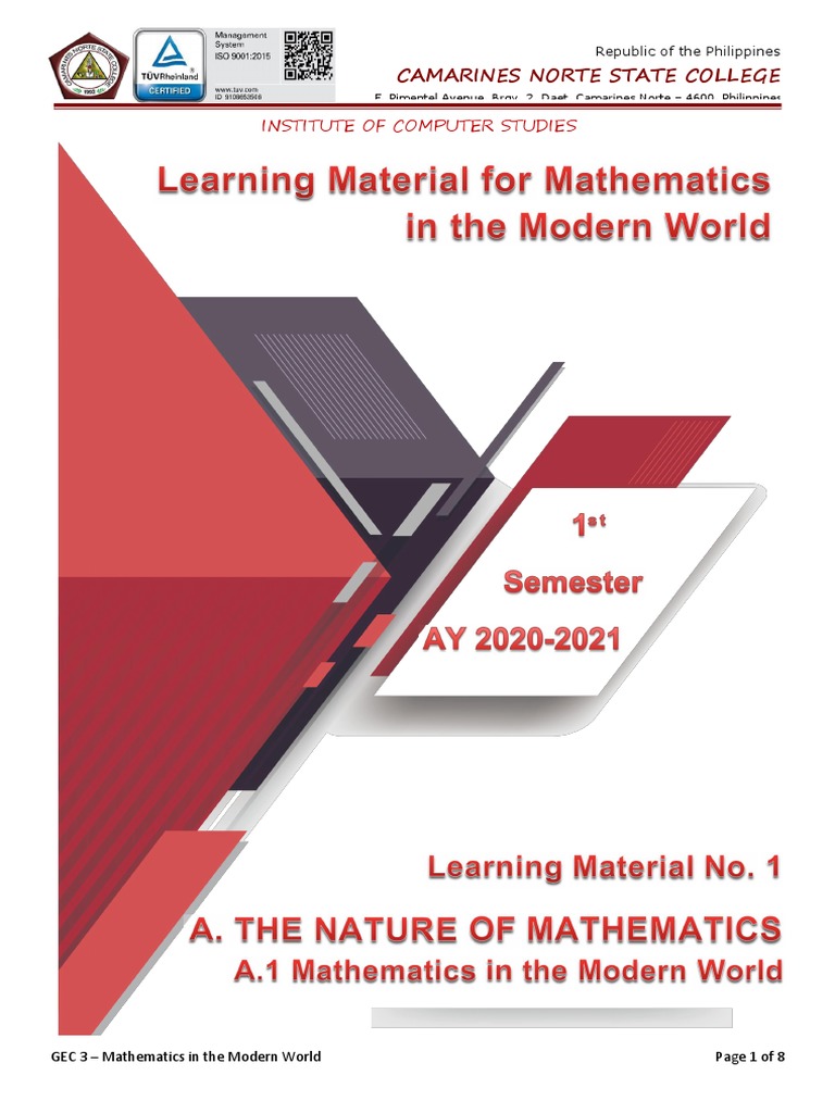 Learning Module For GEC BSIT1a ANSWER | PDF | Mathematics