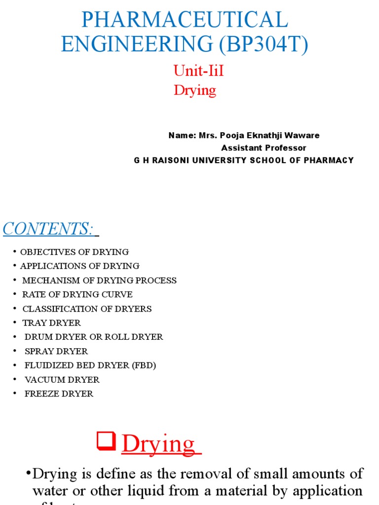 Unit 3 Drying Pdf Humidity Freeze Drying