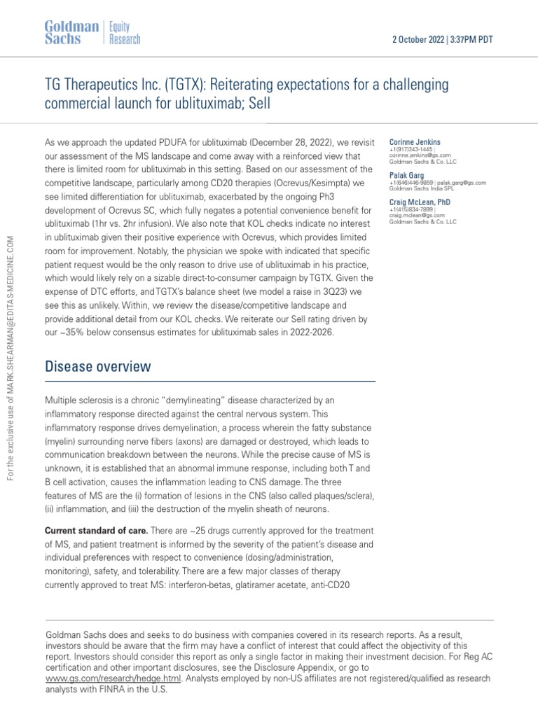 TG Therapeutics Inc. (TGTX) - Reiterating Expectations For A ...