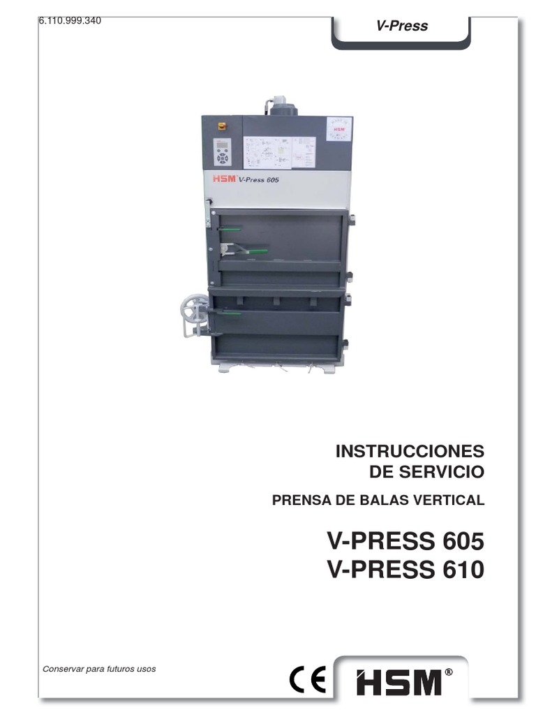 Manual HSM V-Press 605 - 610 - E | PDF | Seguridad y salud ocupacional | Papel