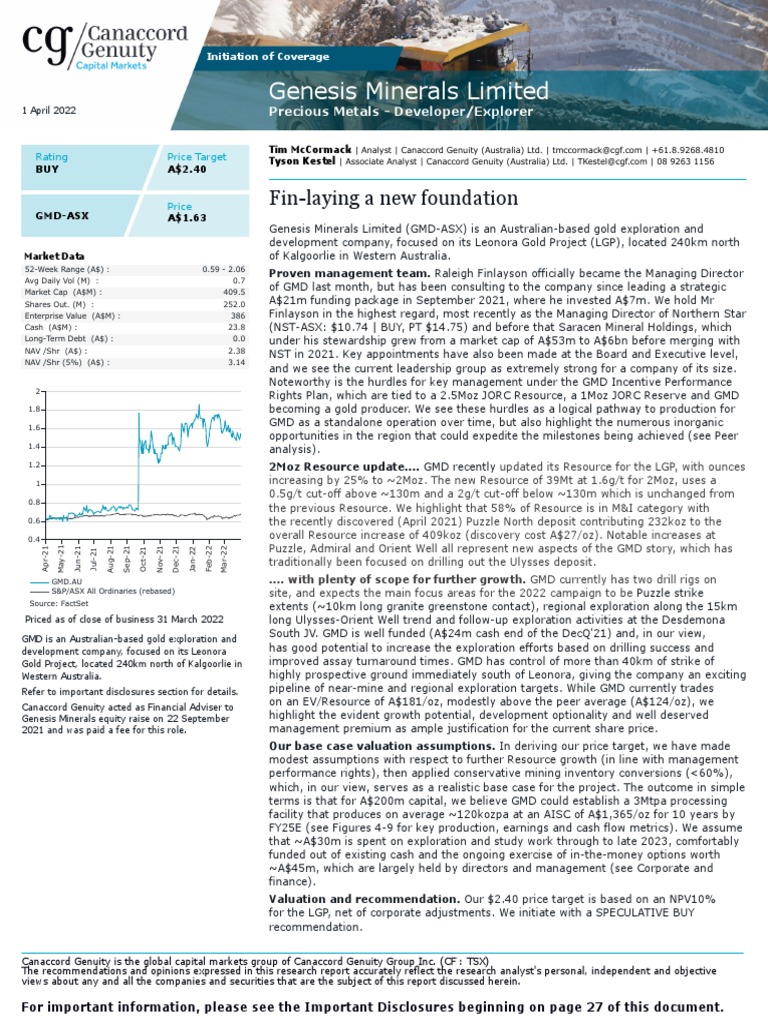 Genesis Minerals Limited | PDF | Valuation (Finance) | Money