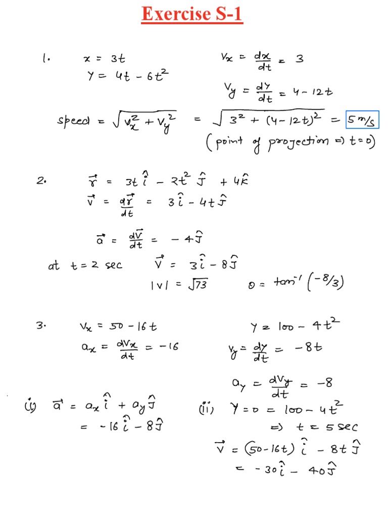 Kinematics 2d Sheet Solutions Pages 1 29 Pdf