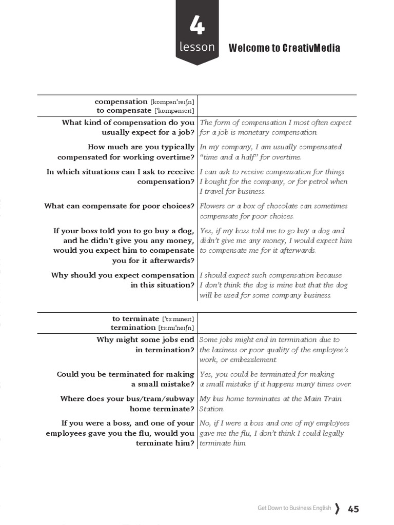 Get Down To Business English Part of Unit 4 | PDF | Employment ...