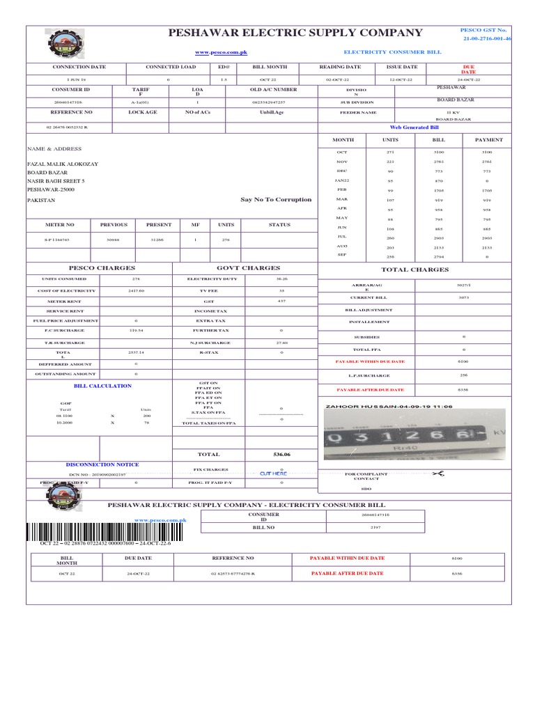 Fazal Malik Utility Bill Scan | PDF | Market (Economics) | Trade