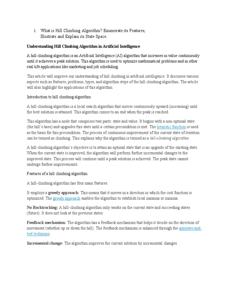 What Is Hill Climbing Algorithm | PDF | Artificial Intelligence ...