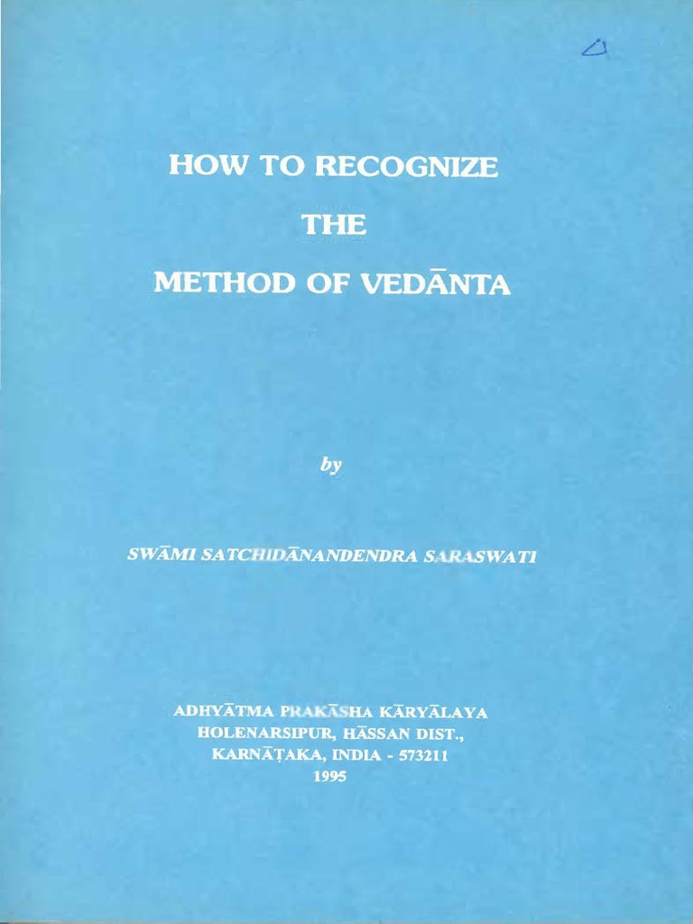 How To Recognize Method of Vedanta | PDF | Vedanta | Upanishads