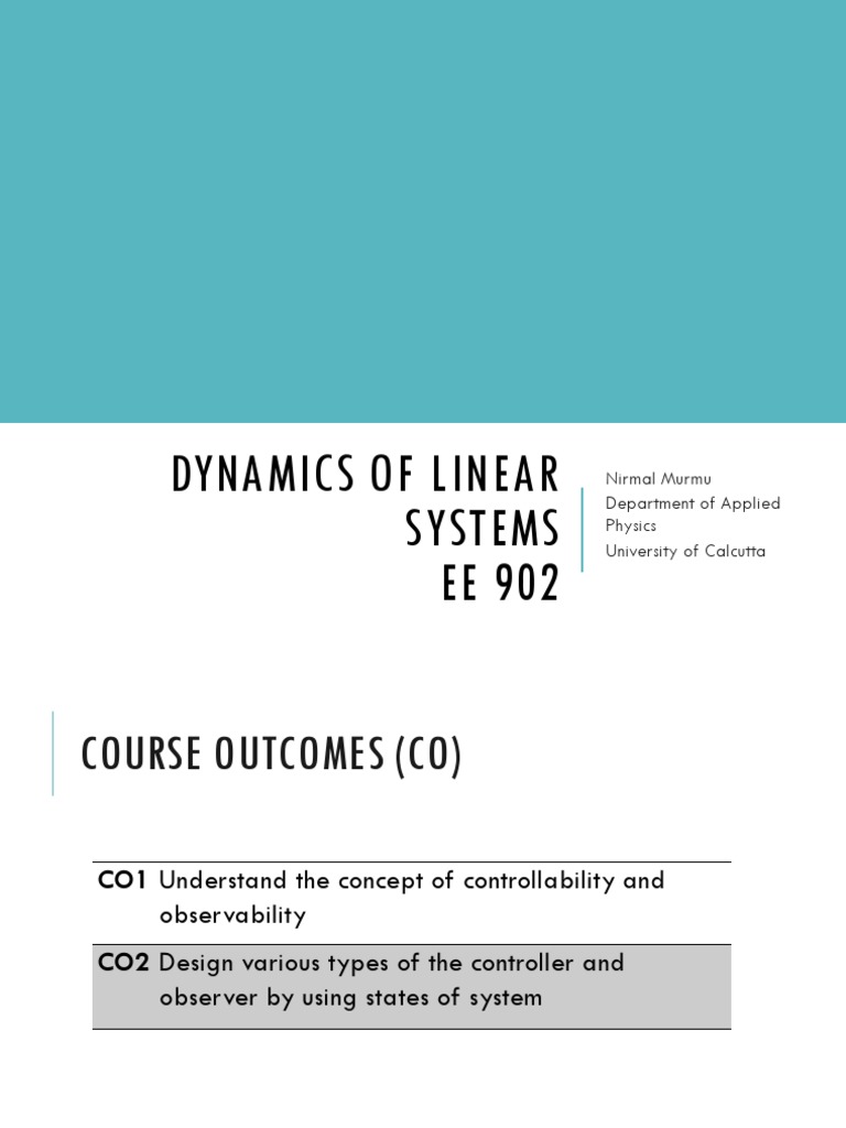 Dynamics of Linear System | PDF | Control Theory | Eigenvalues And Eigenvectors