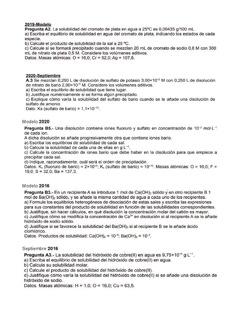 Solubilidad y reacciones de sales en agua | PDF