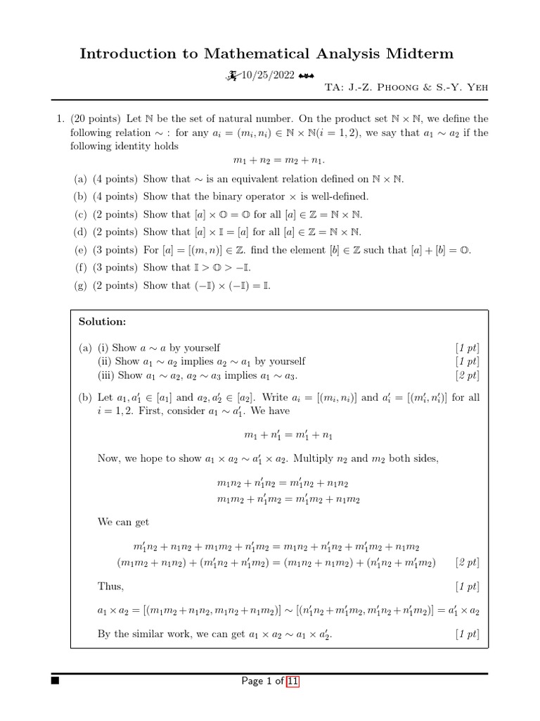 analysis_midterm_sol | PDF | Sequence | Mathematical Analysis