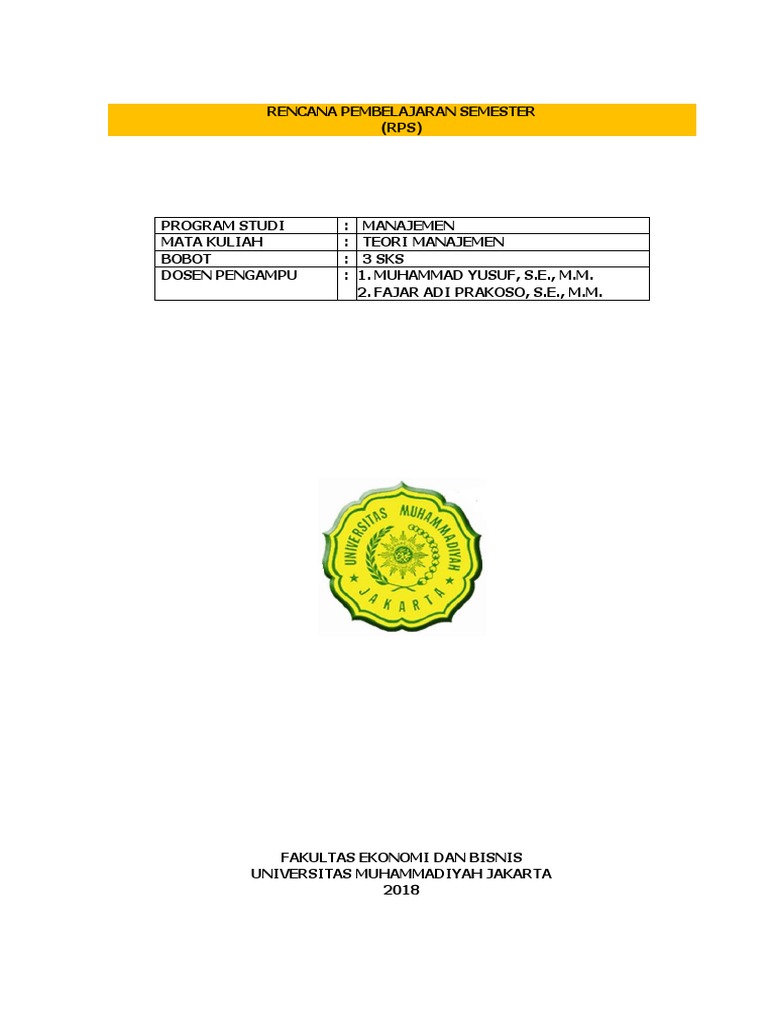 RPS Teori Manajemen | PDF