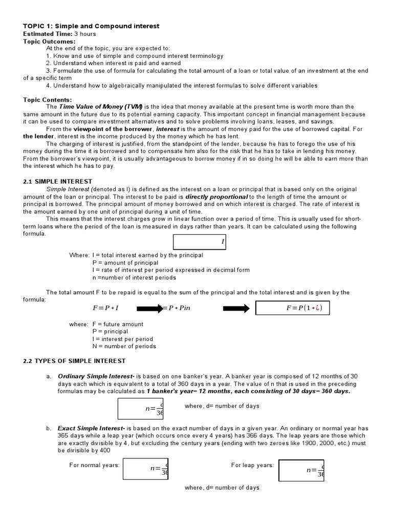 Simple and Compound Interest | PDF | Interest | Loans