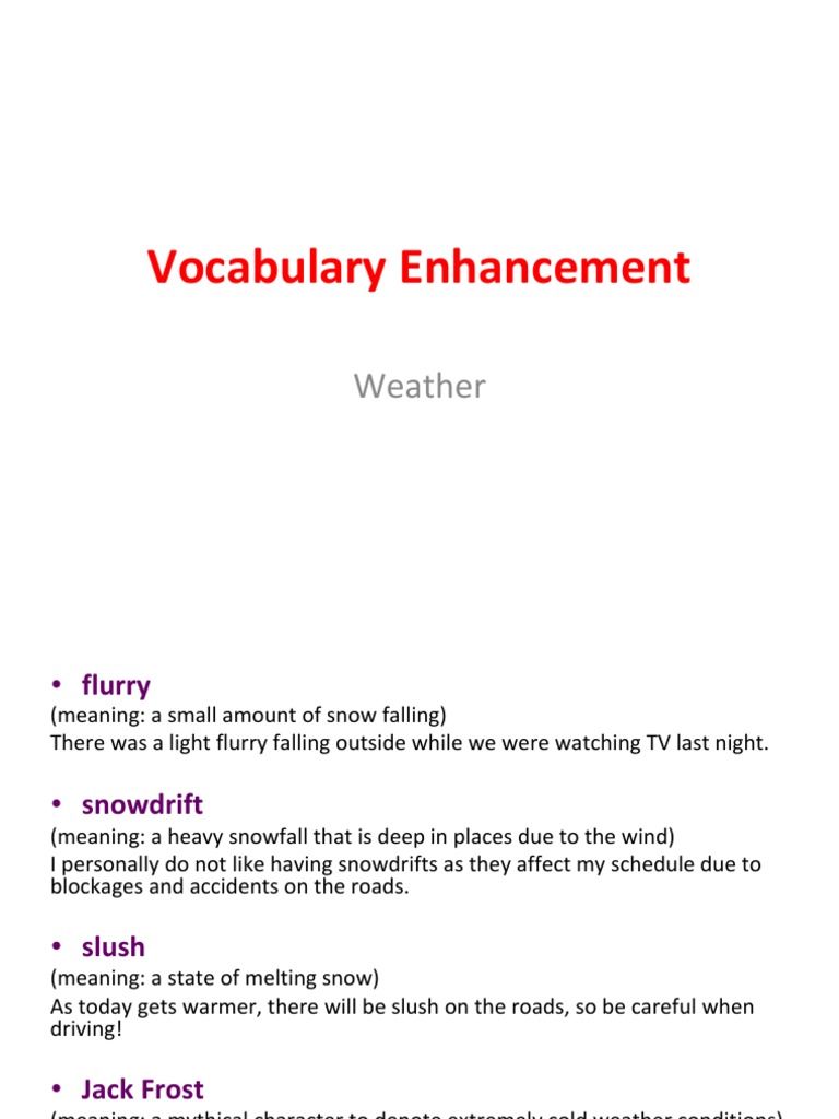 Weather Vocabulary Enhancement: Defining Key Weather Terms Through ...
