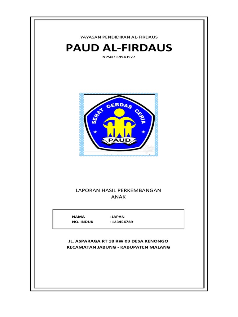 Sampul Rapot Paud Pdf 