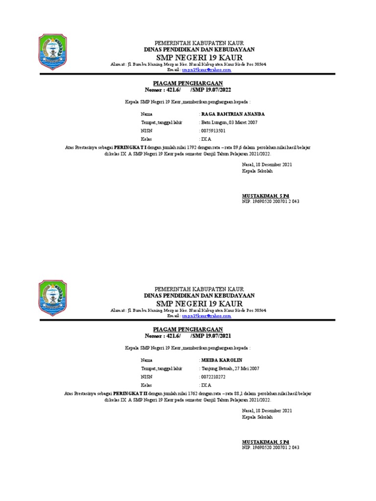 PIAGAM Juara 2021 Desember | PDF